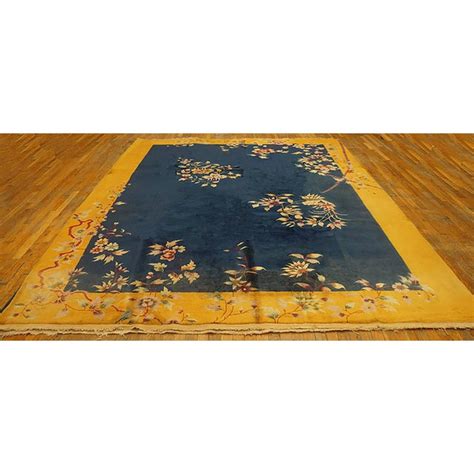 1920s Royal Blue Floral Antique Chinese Art Deco Rug 810 X 114