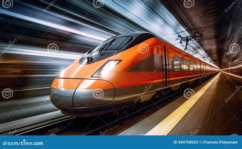Super Streamlined Train With Motion Blur Generative Ai Stock Illustration Illustration Of