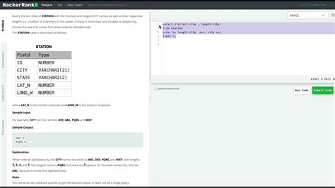 Hackerrank Sql Solution 1 Intermediate Sql Weather Observation Station 5 Youtube