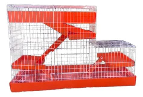 Jaula P Cuyos Cobayos Erizos Chinchilla 3 Pisos 120x80x40cm Naranja
