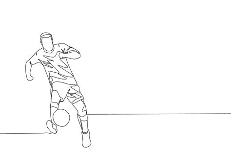 Premium Vector Single Line Drawing Of Young Energetic Soccer Football