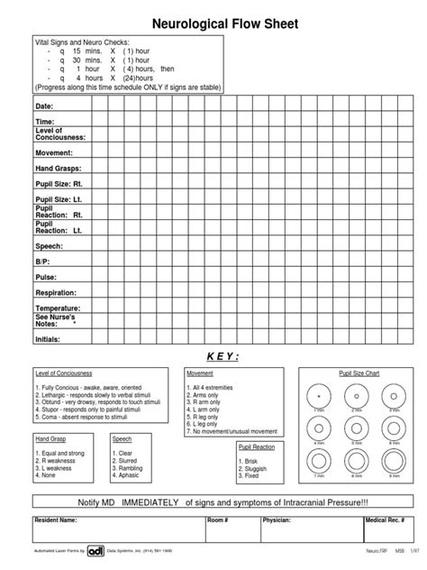 Vital Signs Flow Sheet