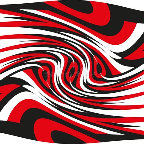 Abstract Swirl Pattern Red Black Movement Optical Curve Illusion Vector Distortion Art Stock