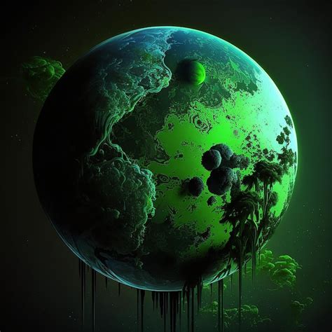 Premium Photo Green Planet In Space