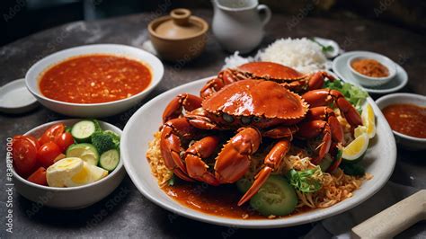 Chili Crab Popular Dish In Singapore Featuring Whole Crabs Stir Fried