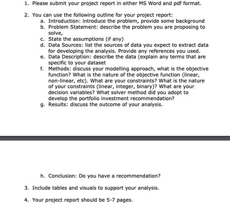 Solved 1 Please Submit Your Project Report In Either Ms