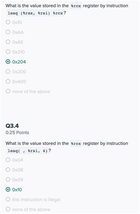 Solved What Is The Value Stored In The Rcx Register By