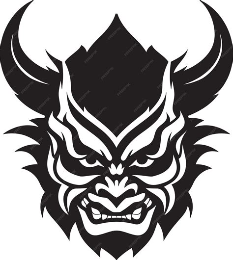 Samurai Specter Black Emblem Of Ancient Oni Warrior Demons Grin Hand
