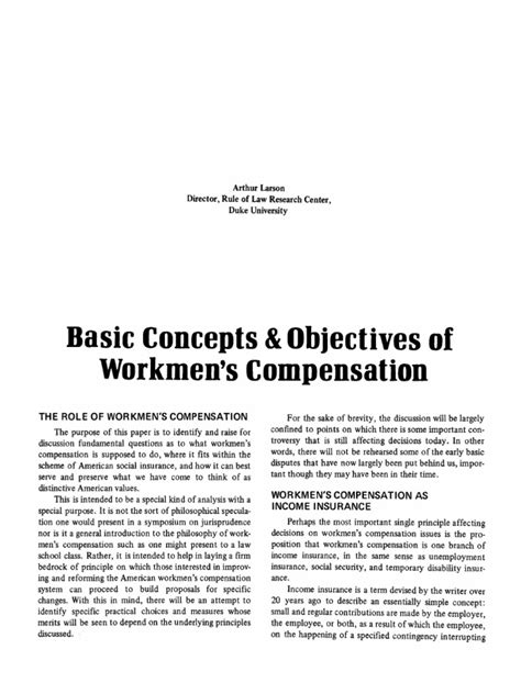Basic Concepts And Objectives Of Workmen S Compensation Pdf Cost Of Living Workers