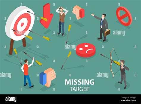 3d Isometric Flat Vector Conceptual Illustration Of Missing Target