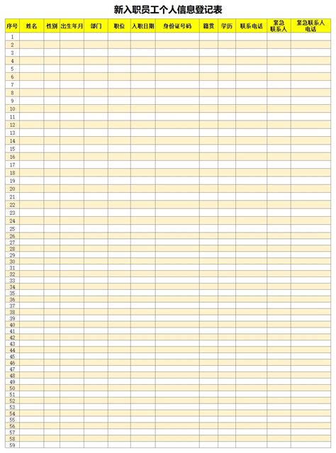 公司员工登记表模板excel格式免费下载（精选模板5款） 趣帮office教程网
