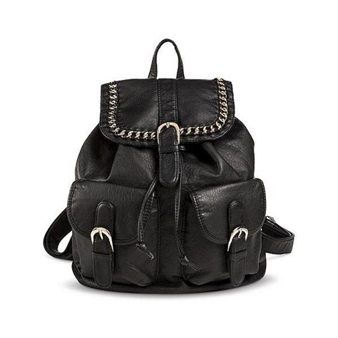 Womens Backpack With Chain And Buckle Detail Black Womens Backpack