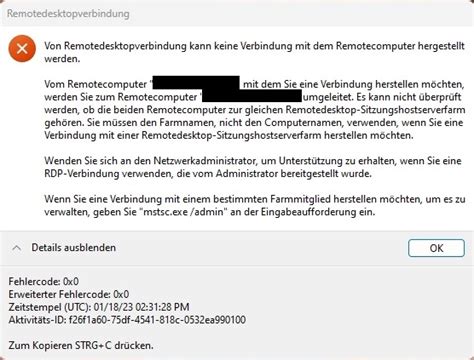 remotedesktopverbindung zu serverfarm mit saved credentials geht nicht