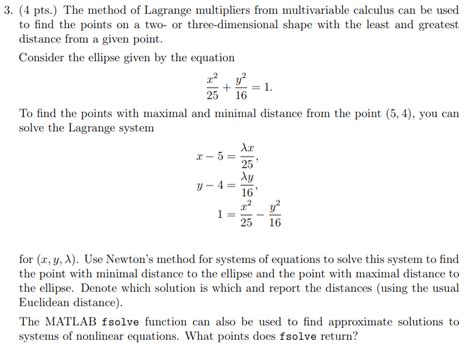Solved 4 Pts The Method Of Lagrange Multipliers From
