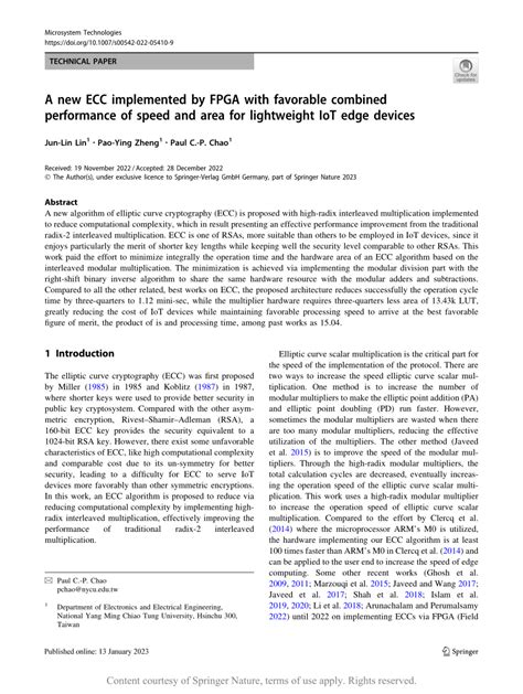 A New Ecc Implemented By Fpga With Favorable Combined Performance Of
