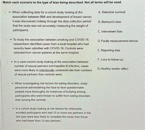 Solved Match Each Scenario To The Type Of Bias Being
