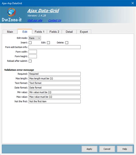 dwzone dreamweaver extensions ajax datagrid for asp pages