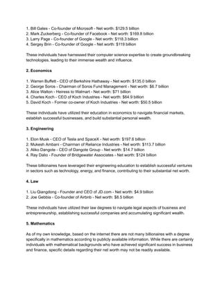 The Billionaire Mindset Education Skills And Traits That Matter Mostpdf