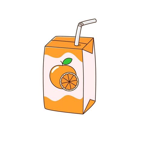 Download The Orange Juice Box With Straw Vector Illustration In Cute