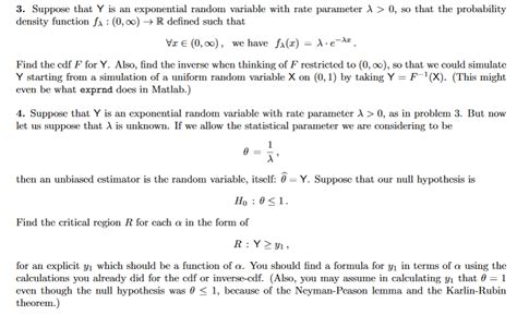 Solved 3 Suppose That Y Is An Exponential Random Variable