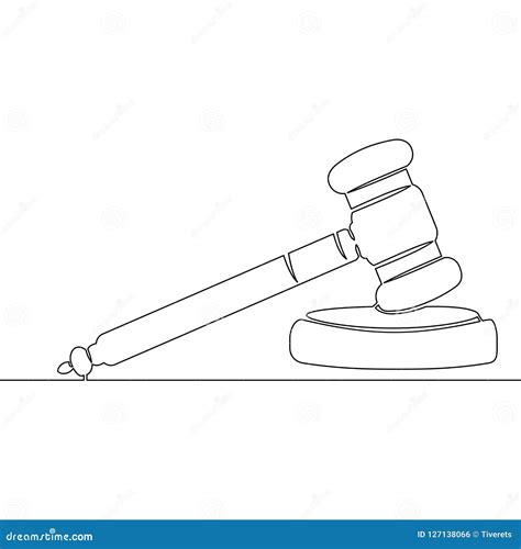 Continuous Single Drawn One Line Hammer Judge Stock Vector - Illustration of isolated, design ...