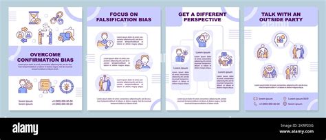 Overcoming Confirmation Bias Tips Blue Brochure Template Stock Vector