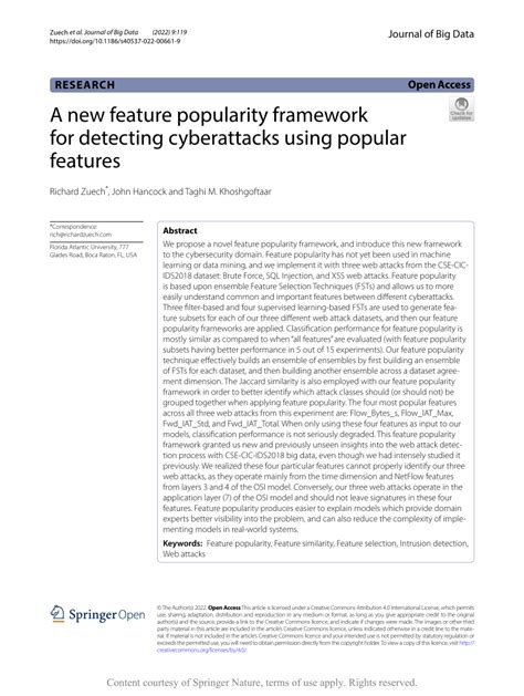 Pdf A New Feature Popularity Framework For Detecting Cyberattacks
