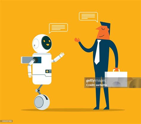 Artificially Intelligent Chat Bot Businessman High Res Vector Graphic