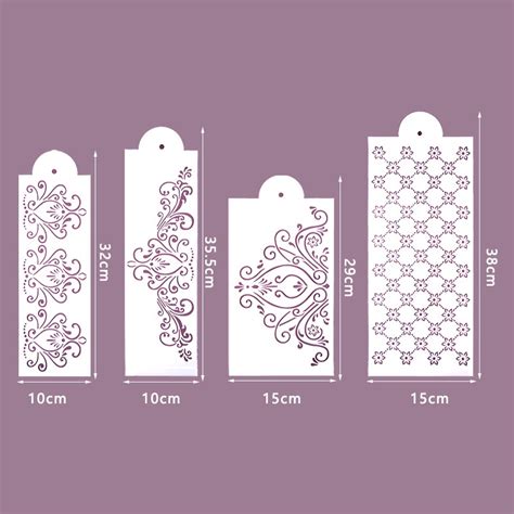 4pcs Set Mousse Cake Decorating Tools Cake Lace Border Cake Stencil