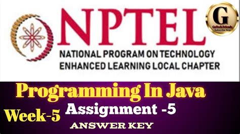 Nptel Programming In Java Assignment 5 Answer Key Youtube