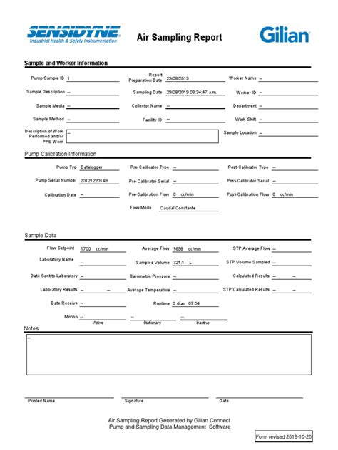 Air Sampling Report Sample And Worker Information Download Free Pdf