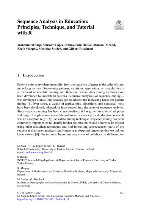 PDF Sequence Analysis In Education Principles Technique And