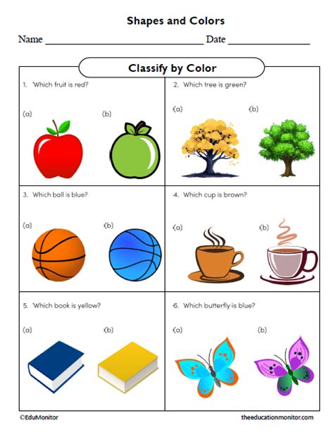 Classify By Color Kindergarten Science Worksheet Edumonitor Science Math Language Arts