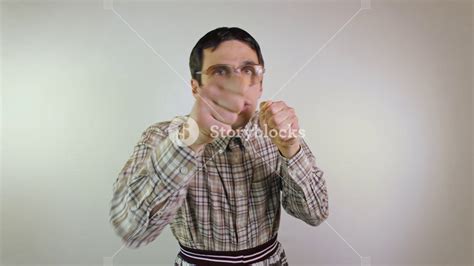Funny Nerd Boxing On White Background Moment Stock Image Sbi