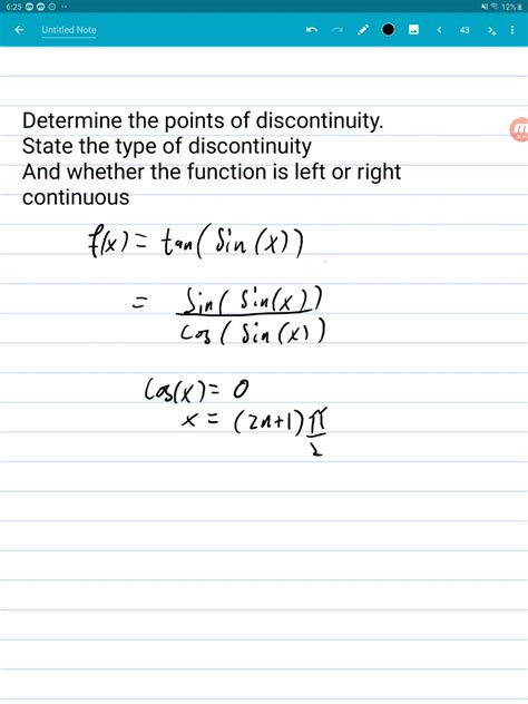 solved determine the points of discontinuity state the type of
