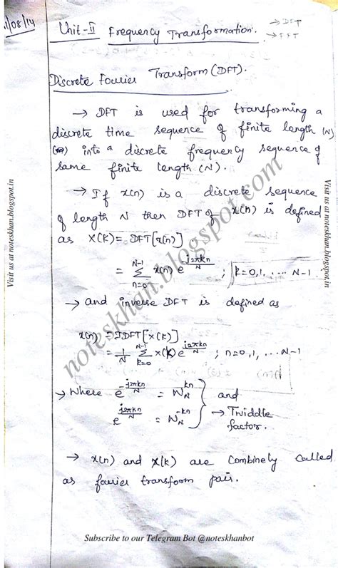 It6502 Digital Signal Processing Notes Unit Ii Discrete Fourier Transform Anna University