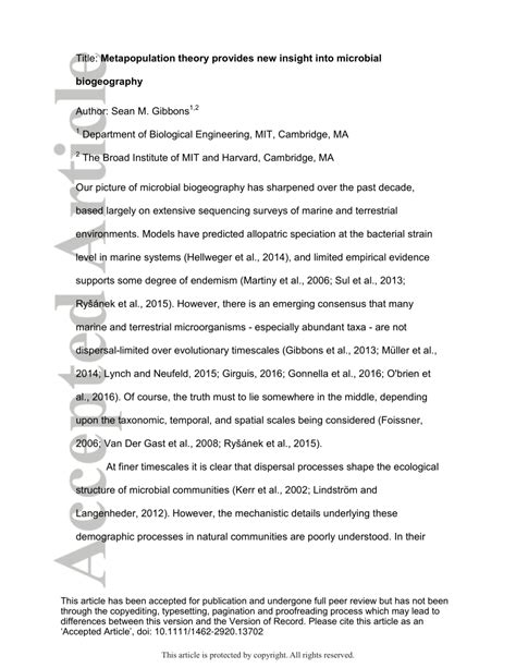 Pdf Metapopulation Theory Provides New Insight Into Microbial