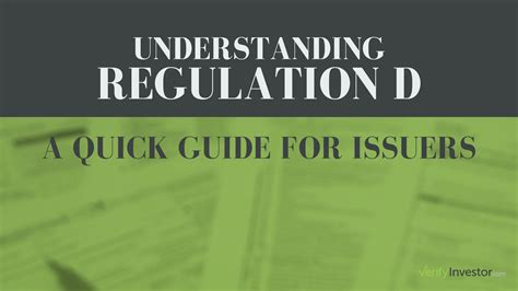 Understanding Regulation D A Quick Guide For Issuers Verify Investor