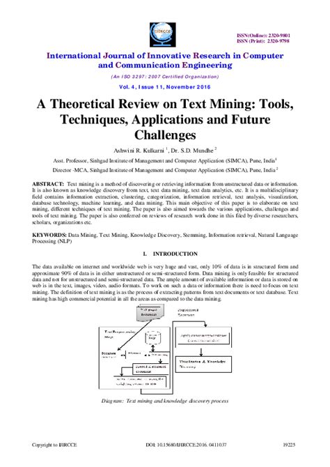 Pdf A Theoretical Review On Text Mining Tools Techniques Applications And Future Challenges