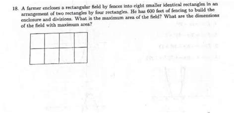 solved 18 a farmer encloses a rectangular field by fences
