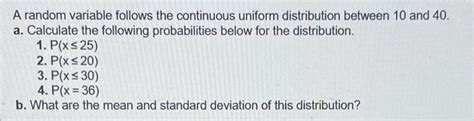 Solved A Random Variable Follows The Continuous Uniform