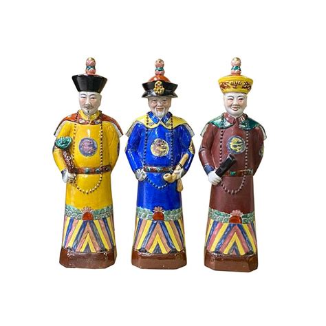 Chinese Color 3 Standing Ching Qing Emperor Kings Figure Set Ws2131e Etsy Emperor Key West