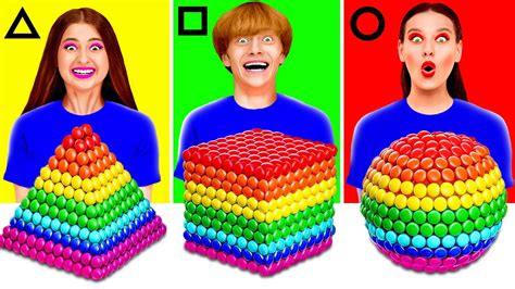 기하학적 모양 음식 챌린지 재미있는 상황 Happy Fun Youtube