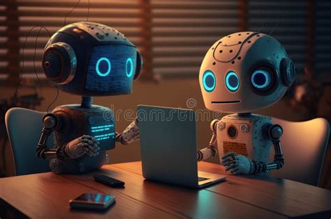 Chatbots Powered By Ai Working And Chatting On A Computer Ai Stock Illustration Illustration