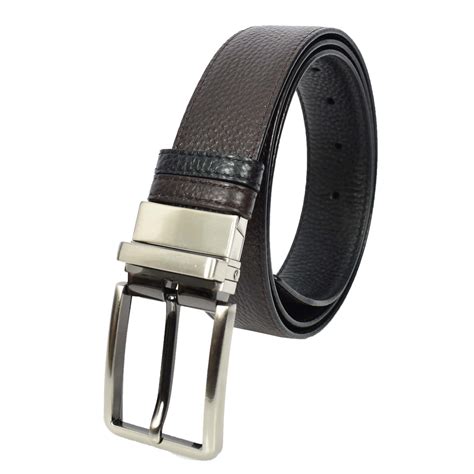 Leather Mens Reversible Belt With Rotated Buckle Blackbrown House Of