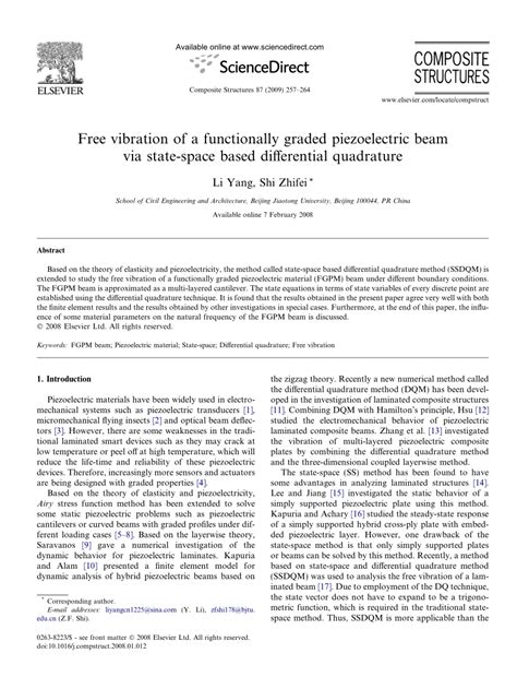 Pdf Free Vibration Of A Functionally Graded Piezoelectric Beam Via State Space Based