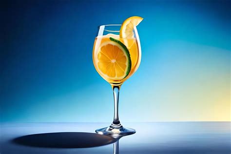 Premium Photo A Glass Of Cocktail With A Slice Of Lime And A Slice Of Lime