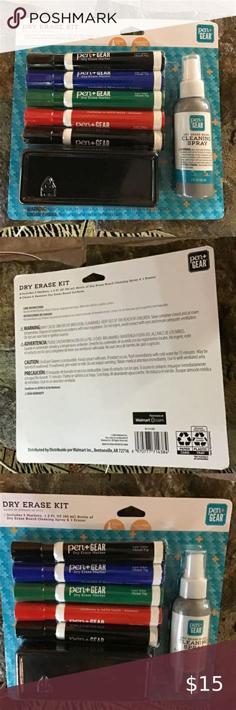 Pen Gear Dry Erase Marker Kit With Eraser And Cleaner New In Pkg