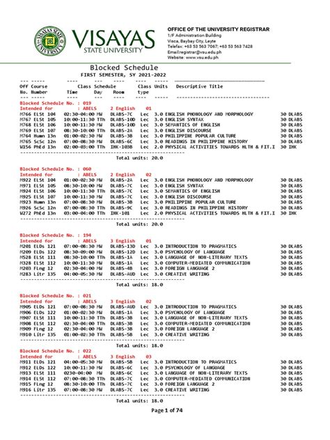 Blocked Schedule 1st Sem 2021 2022 Pdf Curriculum Linguistics