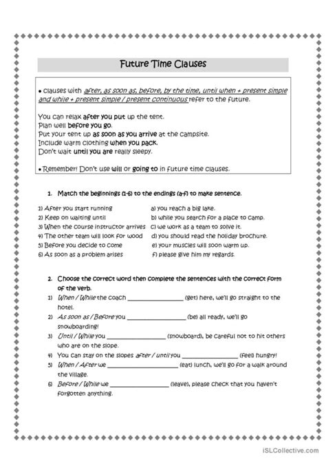 Future Time Clauses Exercises Worksheets At Teresa Corcoran Blog